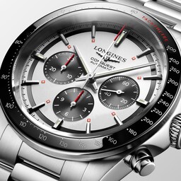CONQUEST CHRONOGRAPH 自動巻、ステンレススティールとセラミック、silver Matt With Black ...