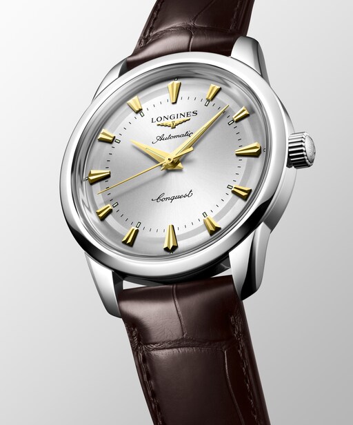 CONQUEST HERITAGE Automatic, Stainless Steel, Opaline Ivory Dial, Strap ...