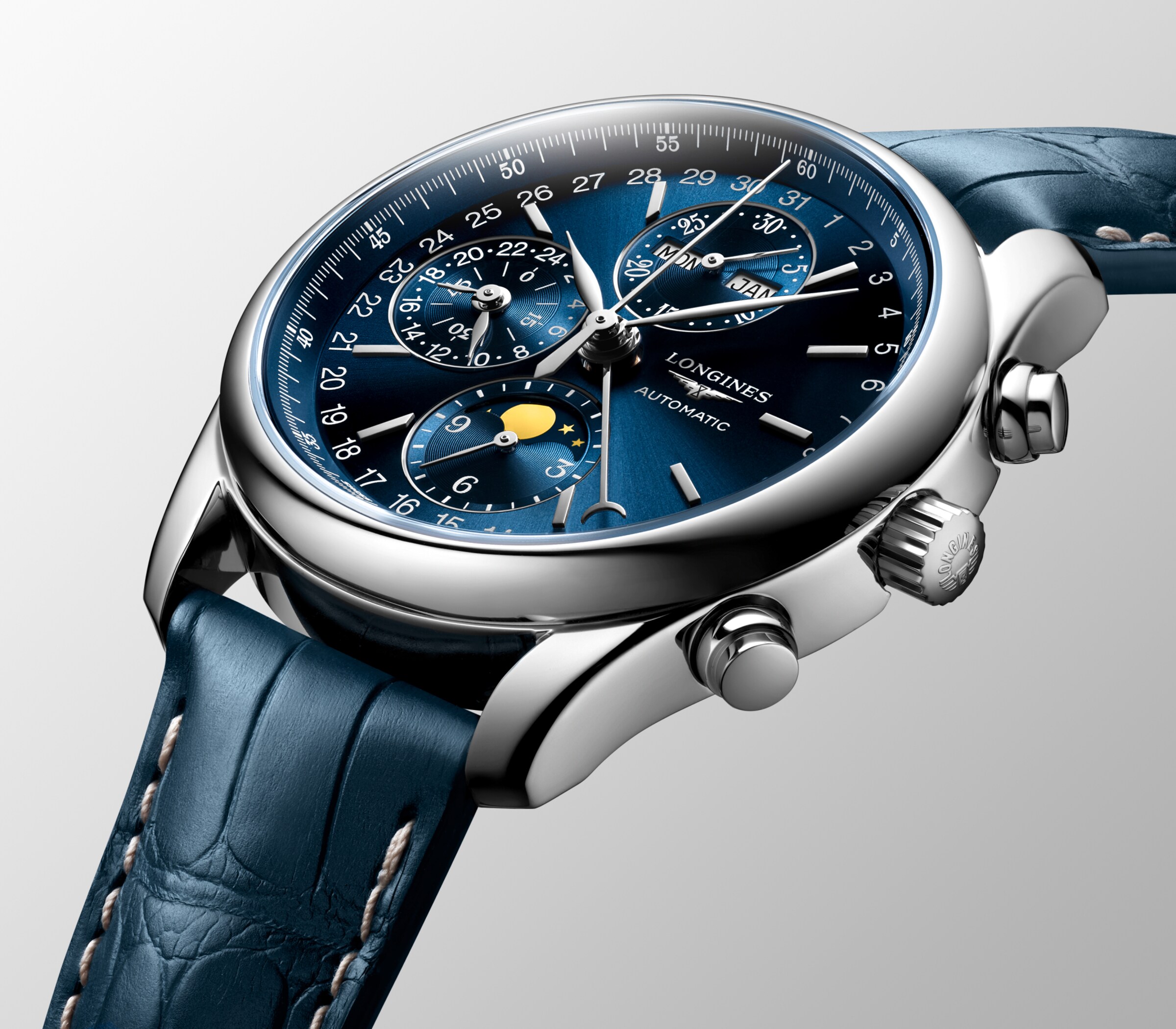 LONGINES MASTER COLLECTION CHRONO MOONPHASE Automatic, Stainless Steel ...