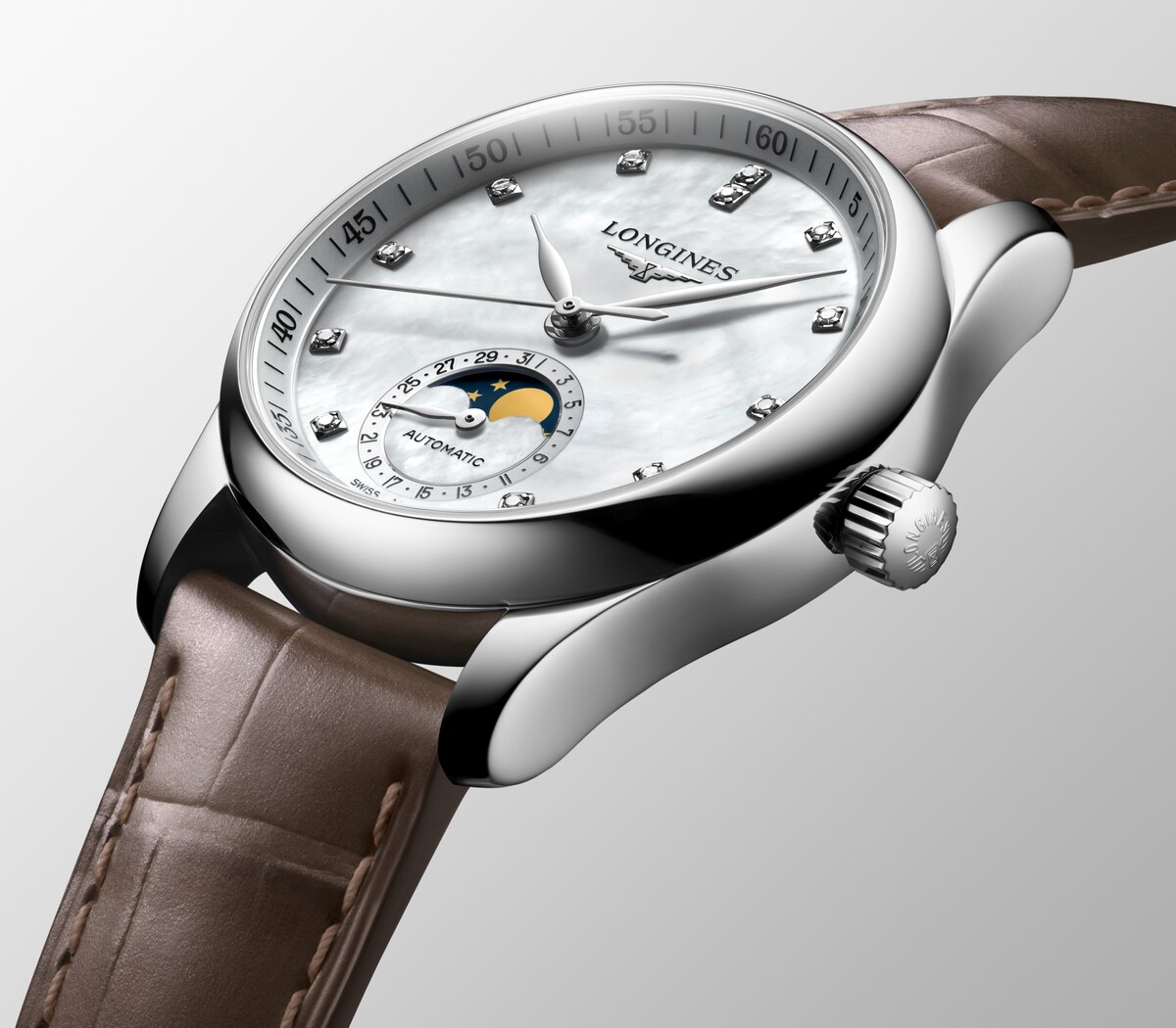 LONGINES MASTER COLLECTION MOONPHASE Automatic, Stainless Steel, White ...