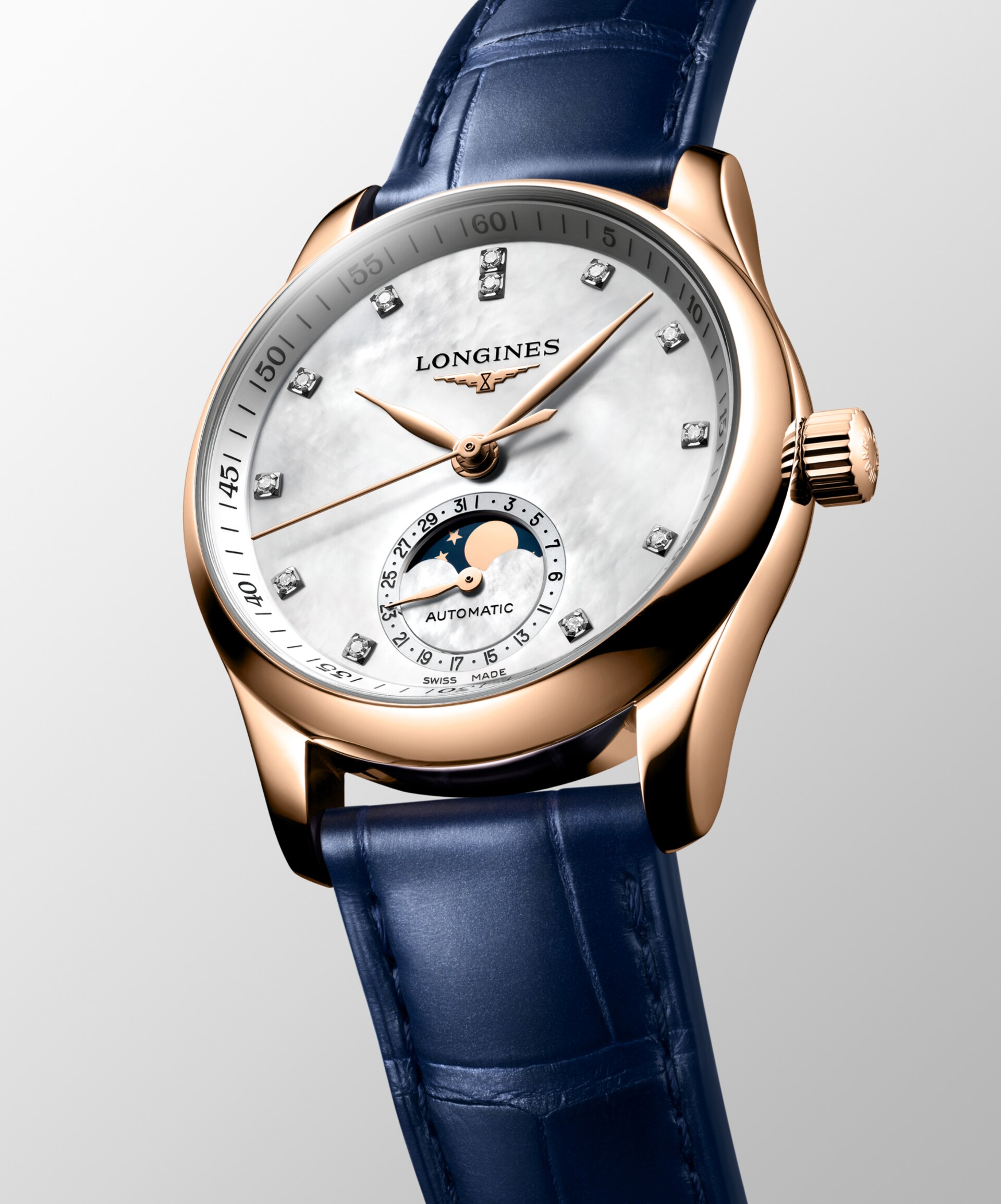 LONGINES MASTER COLLECTION MOONPHASE | Ø 34.00 mm, White Mother-of ...