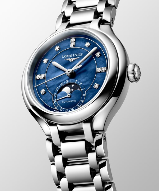 LONGINES PRIMALUNA MOONPHASE | Ø 34.00 mm, Luminous Blue Mother-of ...