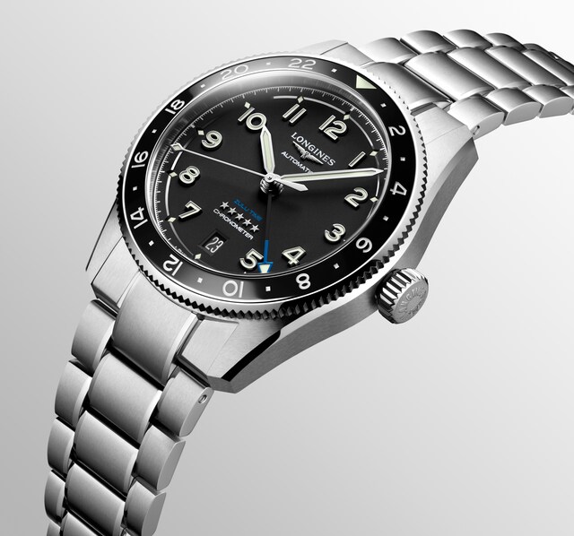 Longines Spirit Zulu Time 自動上鏈機械機芯 不鏽鋼及陶瓷 黑色啞光錶盤搭配錶鏈 Longines Tw