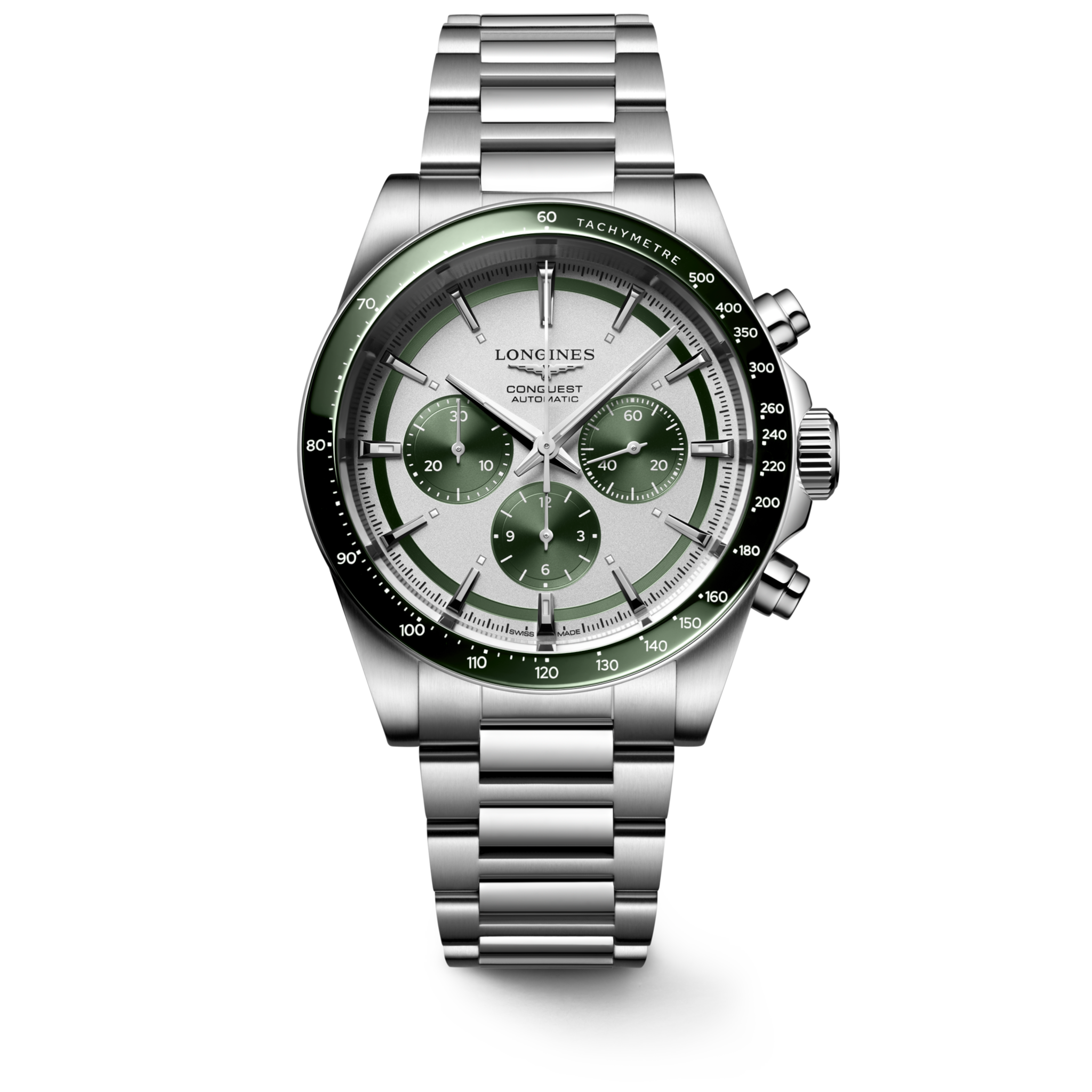 CONQUEST CHRONOGRAPH | Ø 42.00 mm, Silver Matt With Green Counters | L3 ...