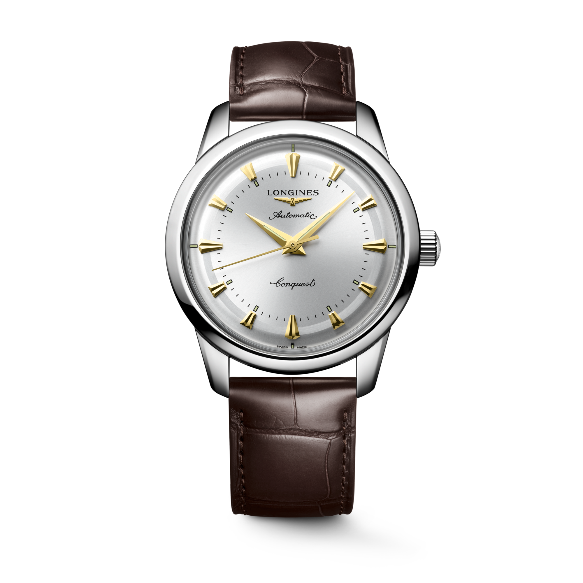 CONQUEST HERITAGE Automatic, Stainless Steel, Opaline Ivory Dial, Strap ...