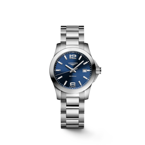 CONQUEST Quartz, Stainless Steel, Sunray Blue Dial, Bracelet Watch ...