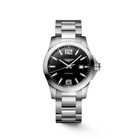 Conquest Quartz watch 34mm Black lacquered polished, L33774586 ...