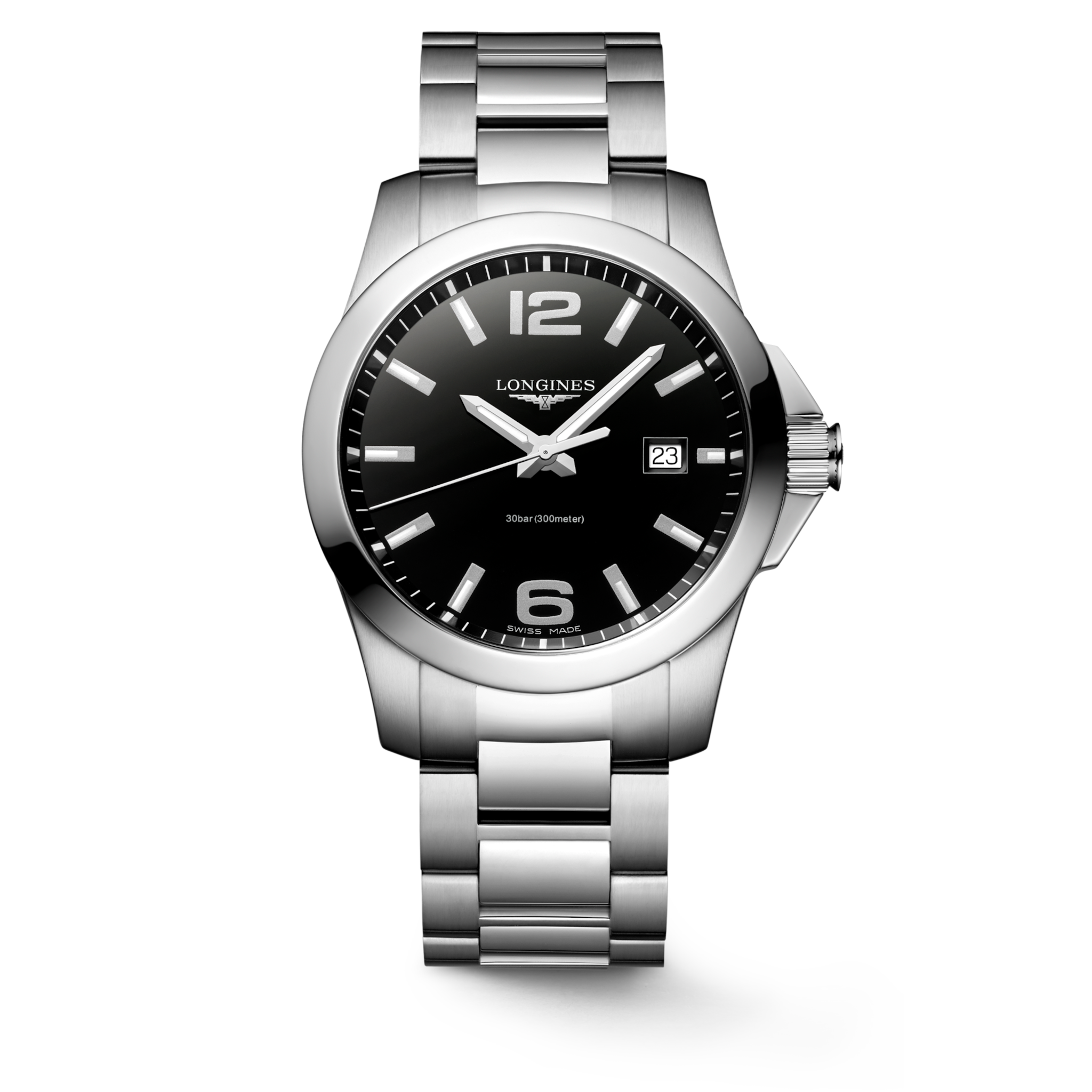 Conquest Quartz watch 41mm Black lacquered polished, L37594586 ...