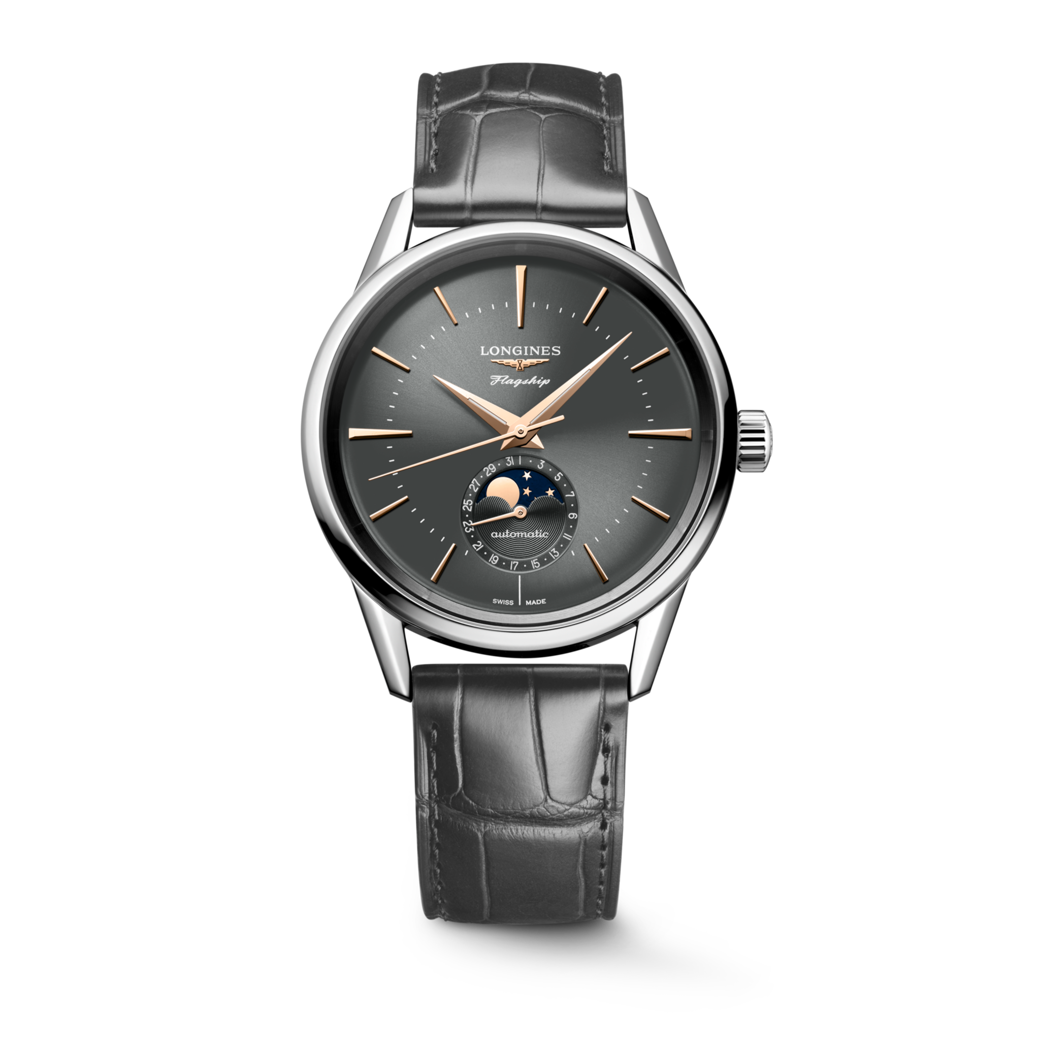 FLAGSHIP HERITAGE MOONPHASE Automatic, Stainless Steel, Sunray ...