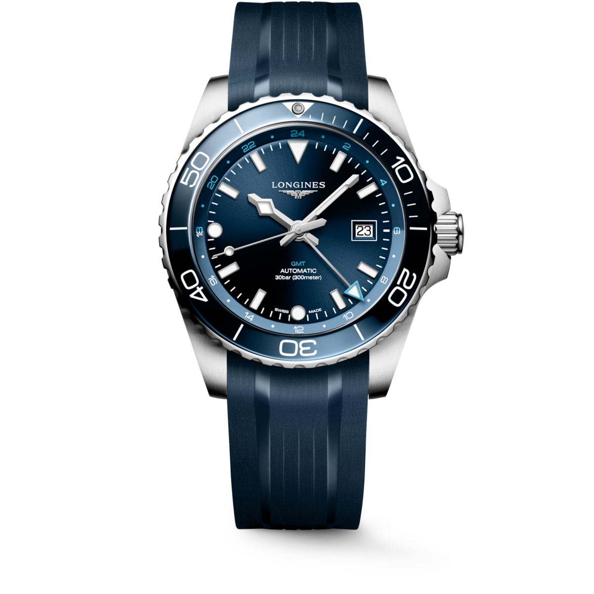 HYDROCONQUEST GMT Automatic, Stainless Steel And Ceramic Bezel, Sunray ...