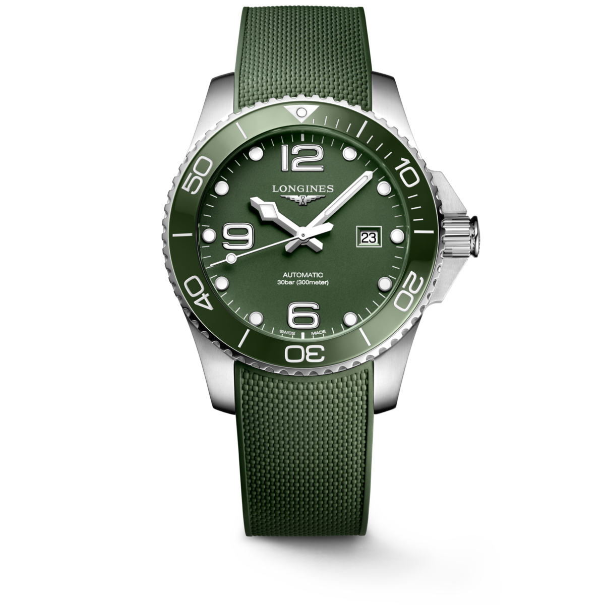 HYDROCONQUEST Automatic, Stainless Steel And Ceramic Bezel, Green Matt ...