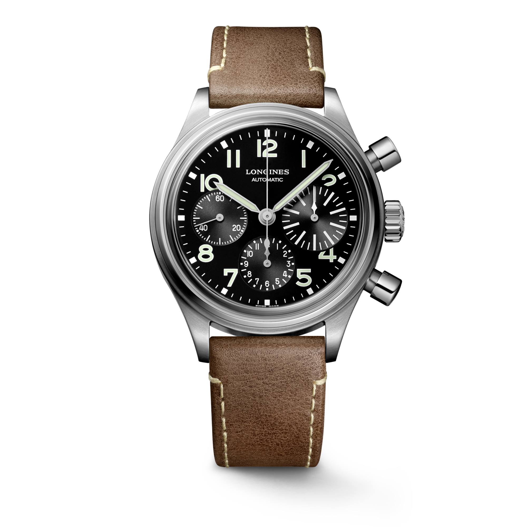 LONGINES AVIGATION BIGEYE Automatic, Stainless Steel, Black Dial, Strap ...