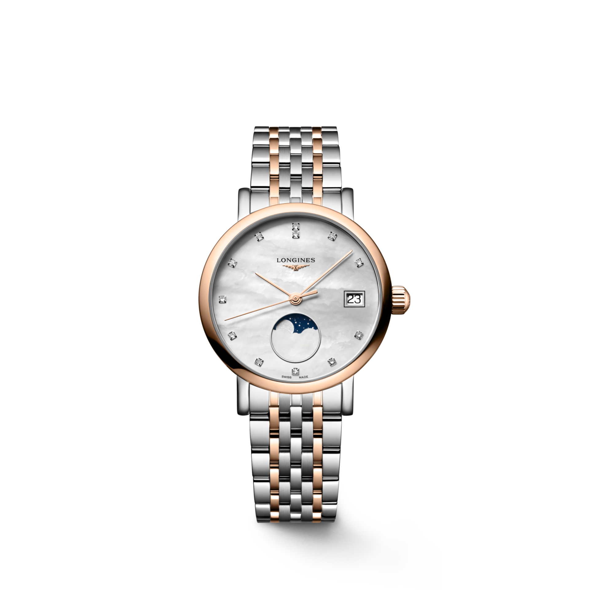 LONGINES ELEGANT COLLECTION MOONPHASE | Ø 30.00 mm, White Mother-of ...