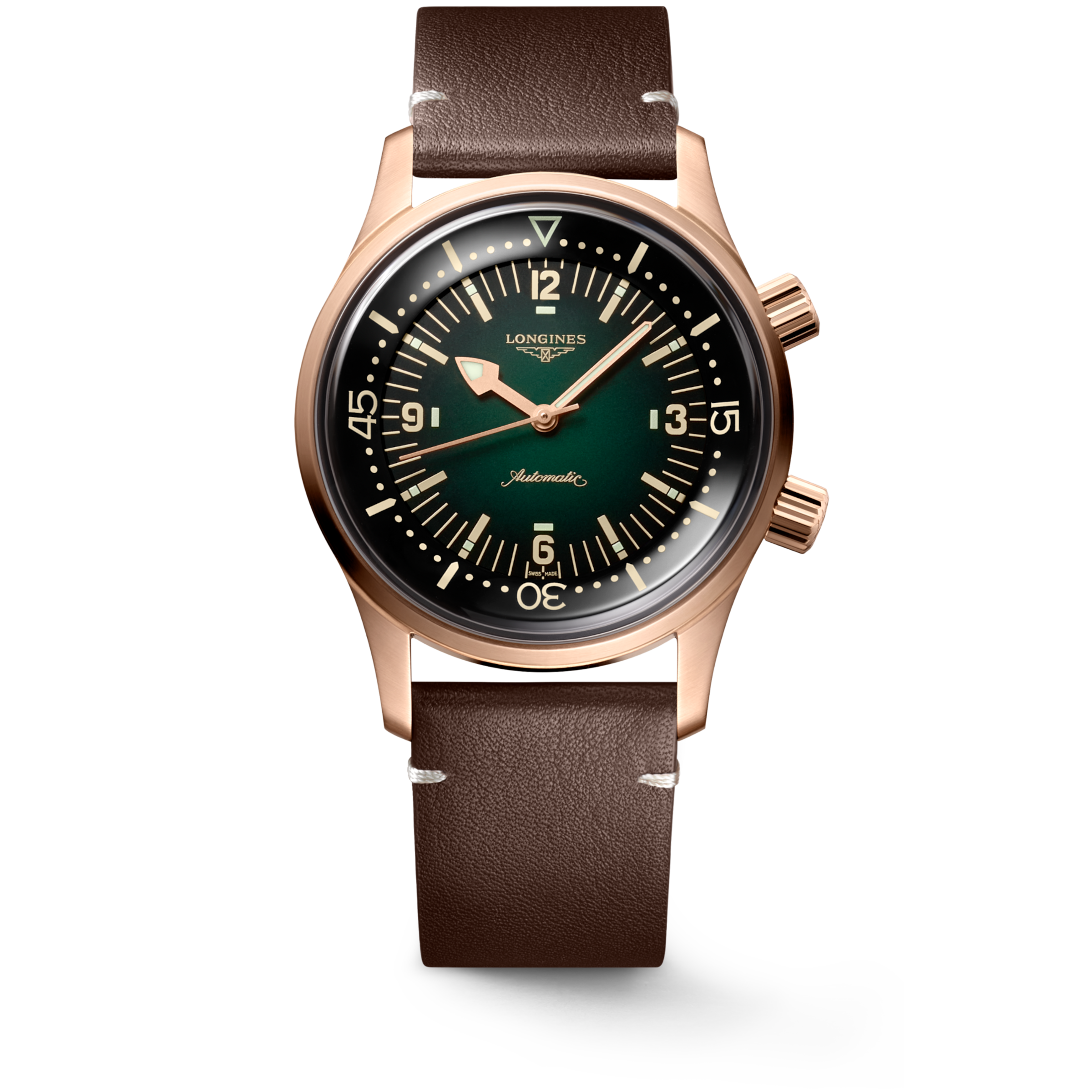Longines Legend Diver Bronze Automatic watch 42mm, Green L37741502 ...