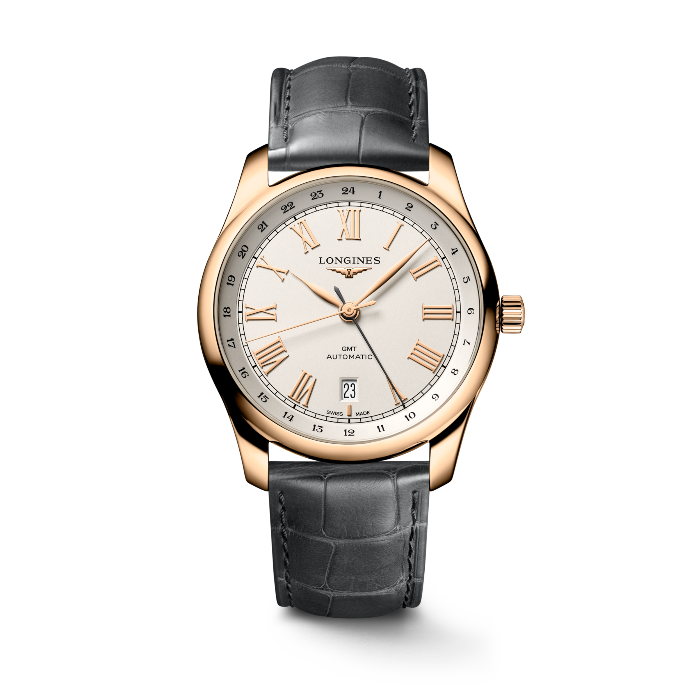 LONGINES MASTER COLLECTION GMT Automatic, 18 Karat Pink Gold, Opaline ...