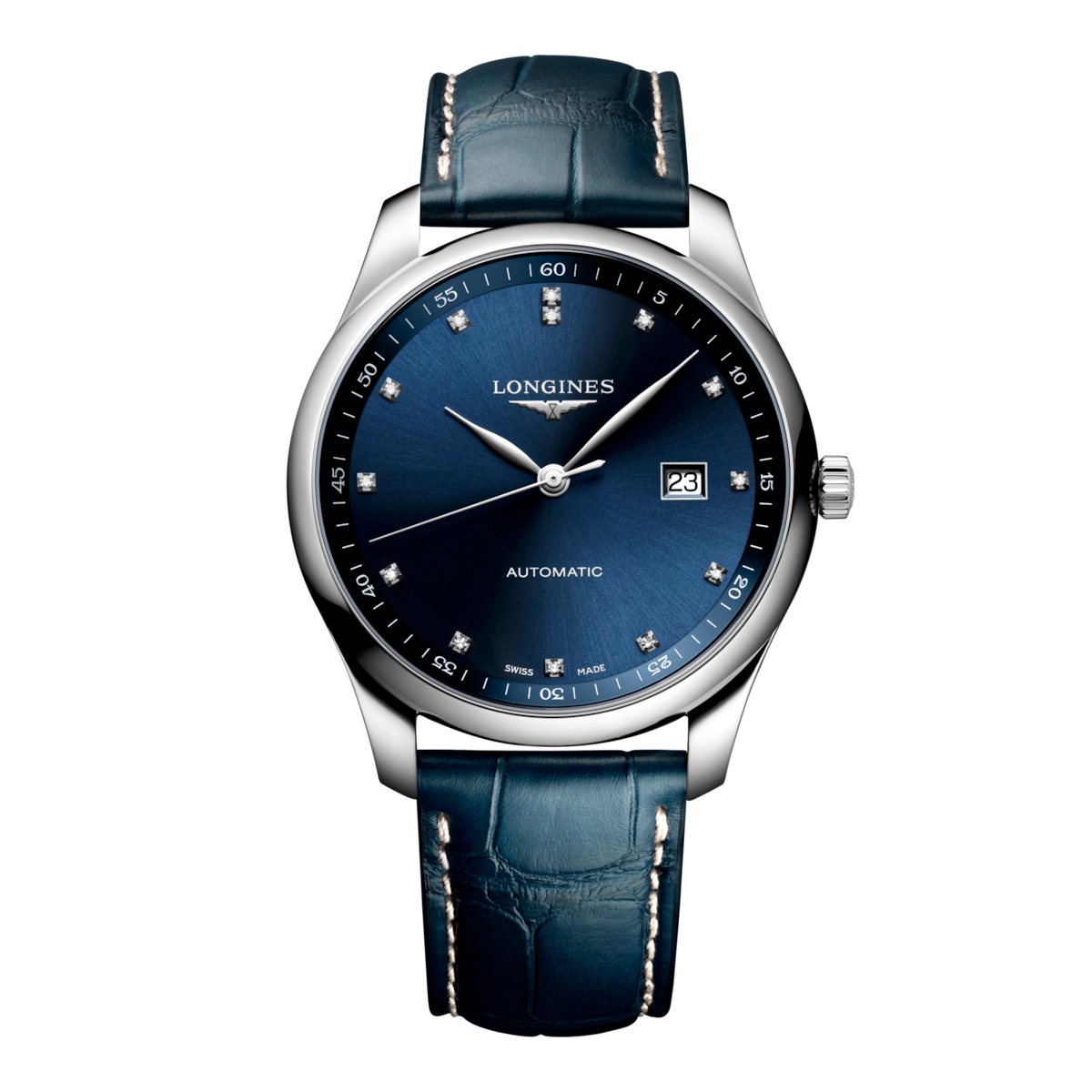 Longines Master Collection 오토매틱 스테인리스 스틸 선레이 블루 다이얼과 스트랩 Longines Kr