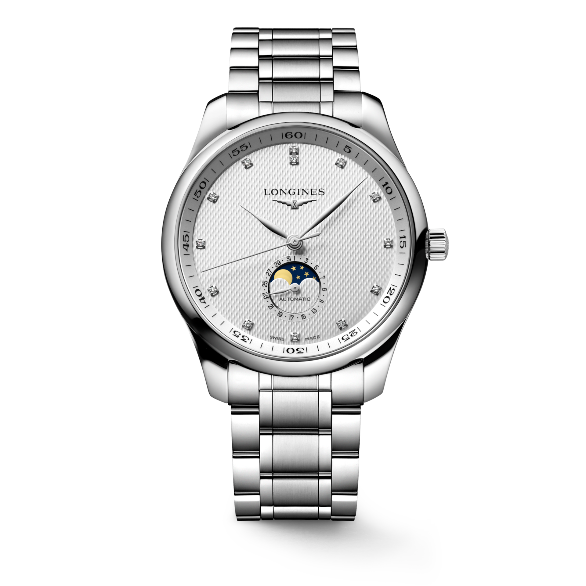 LONGINES MASTER COLLECTION MOONPHASE | Ø 42.00 mm, Silver "barleycorn ...