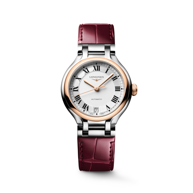 LONGINES PRIMALUNA Automatic, Stainless Steel And 18 Karat Pink Gold ...