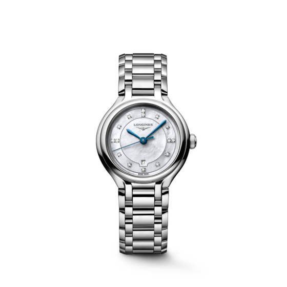 LONGINES PRIMALUNA Quartz, Stainless Steel, White Mother-of-pearl Dial ...