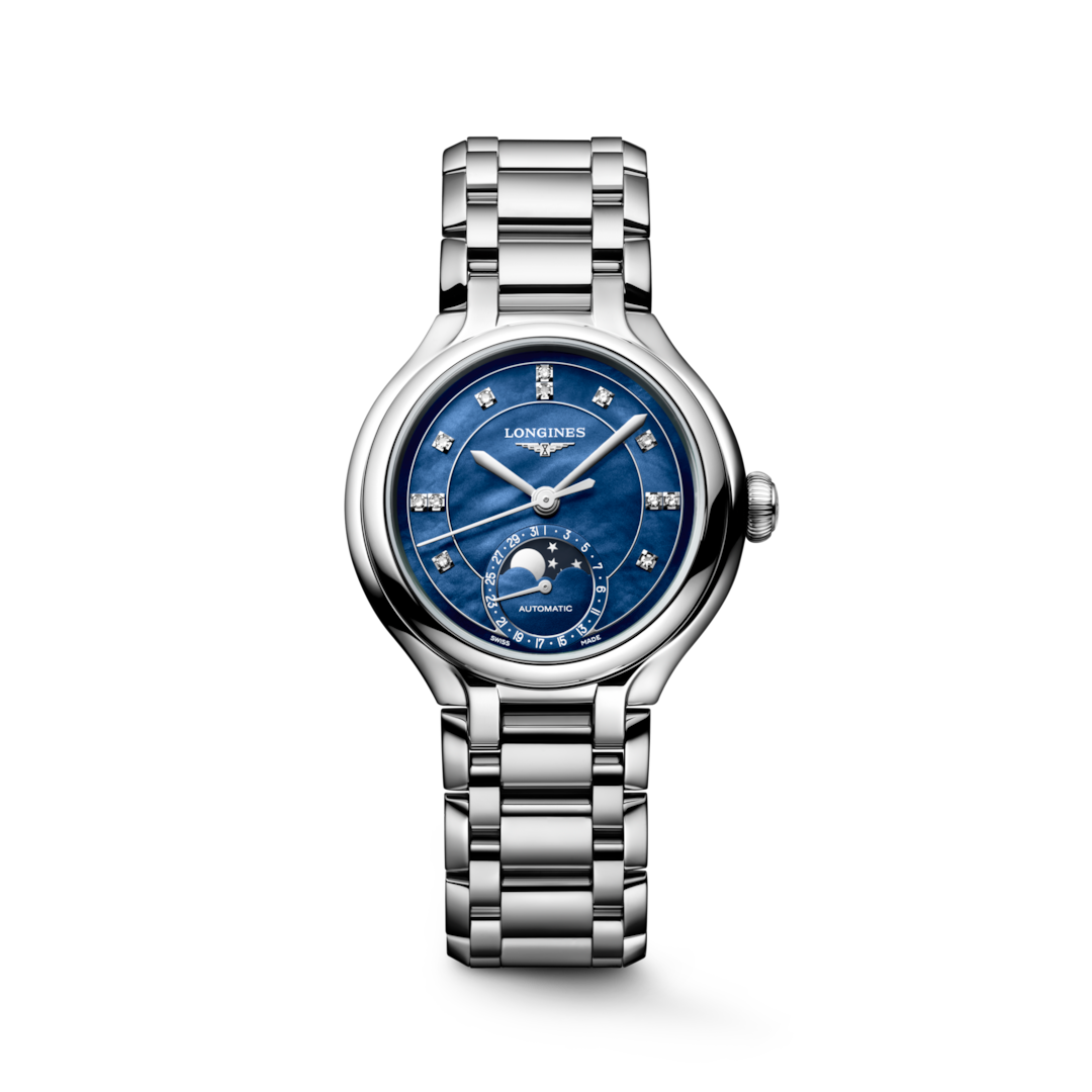 LONGINES PRIMALUNA MOONPHASE | Ø 34.00 mm, Luminous Blue Mother-of ...