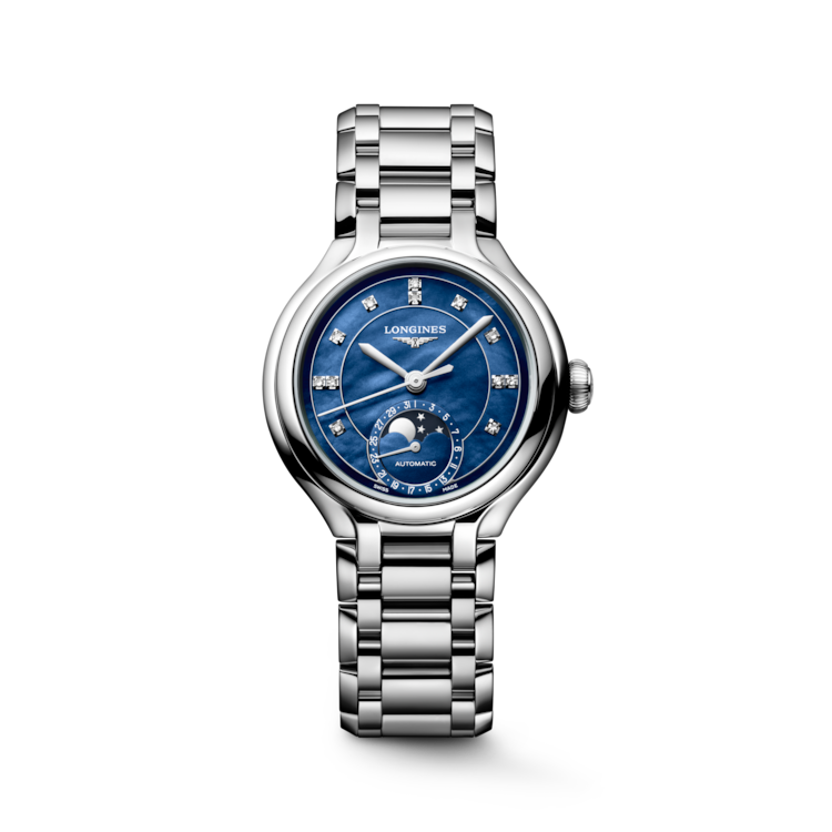 LONGINES PRIMALUNA MOONPHASE | Ø 34.00 mm, Luminous Blue Mother-of ...